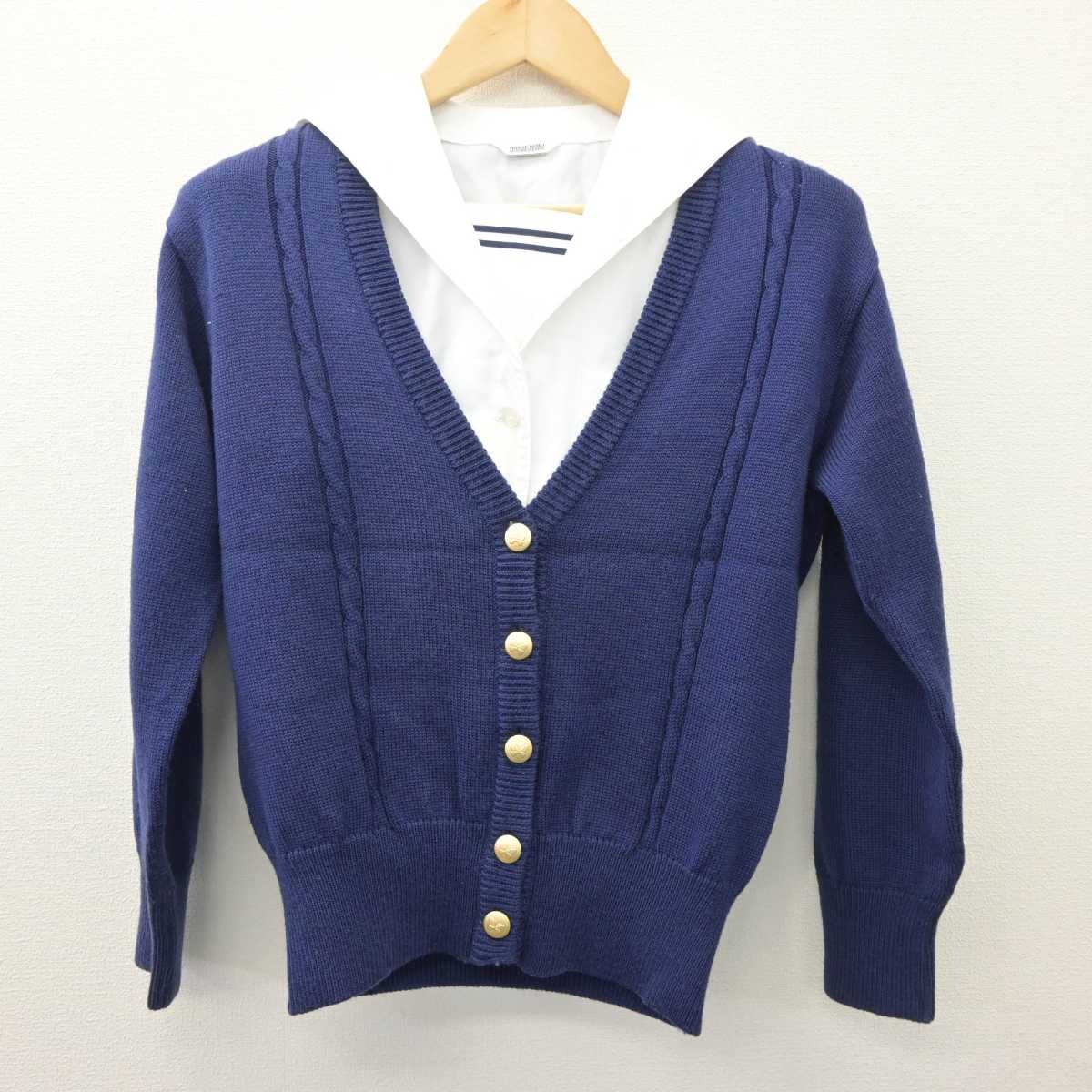【中古】岡山県 就実高等学校 女子制服 2点 ニット・シャツ Sf035624 中古制服通販パレイド