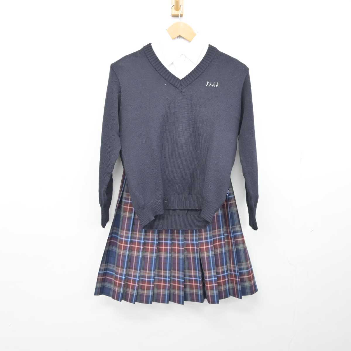 【中古】東京都 共立女子第二中学校 女子制服 3点 シャツ・ニット・スカート Sf040298 中古制服通販パレイド