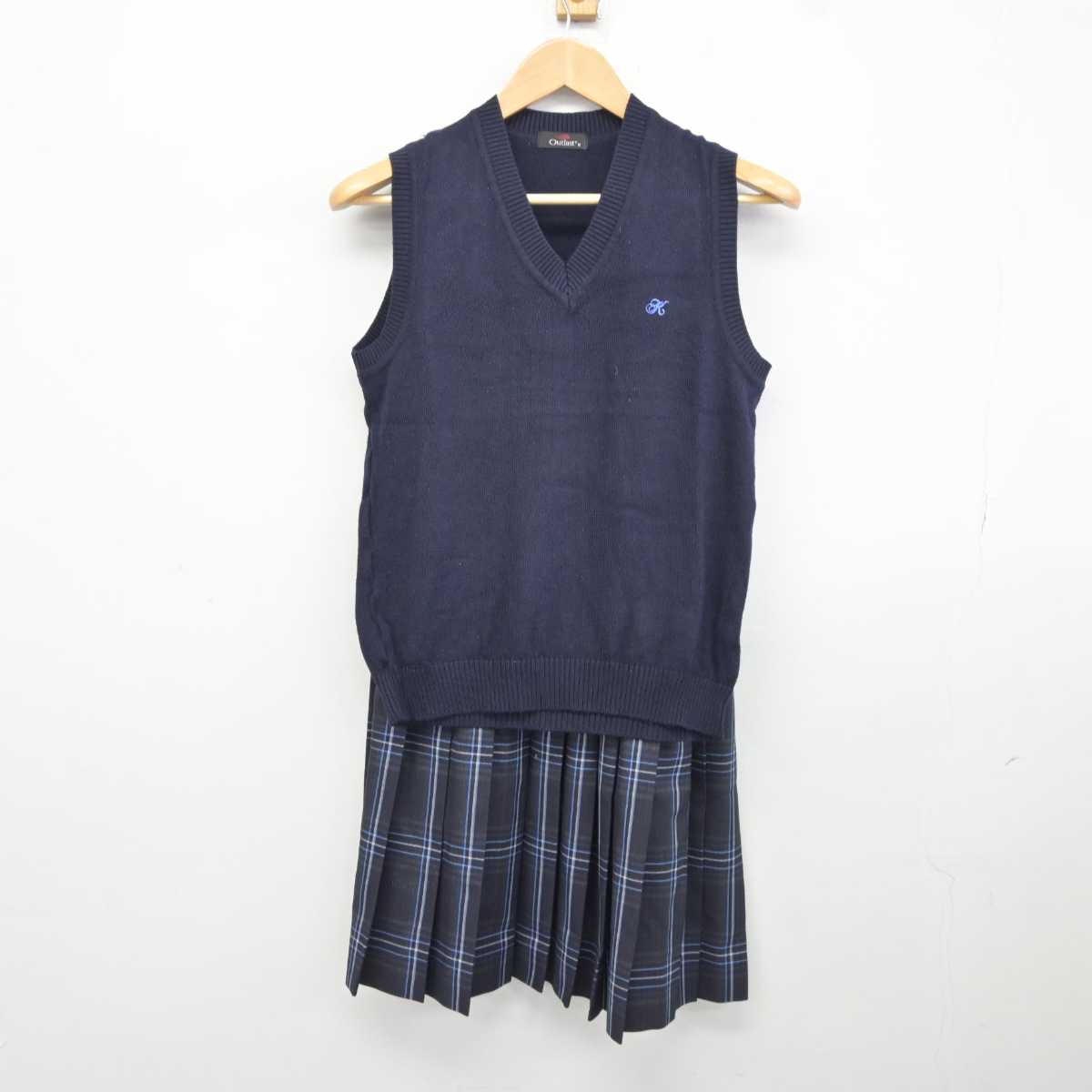 【中古】埼玉県 大宮開成中学高等学校 女子制服 2点 ニットベスト・スカート Sf040349 中古制服通販パレイド