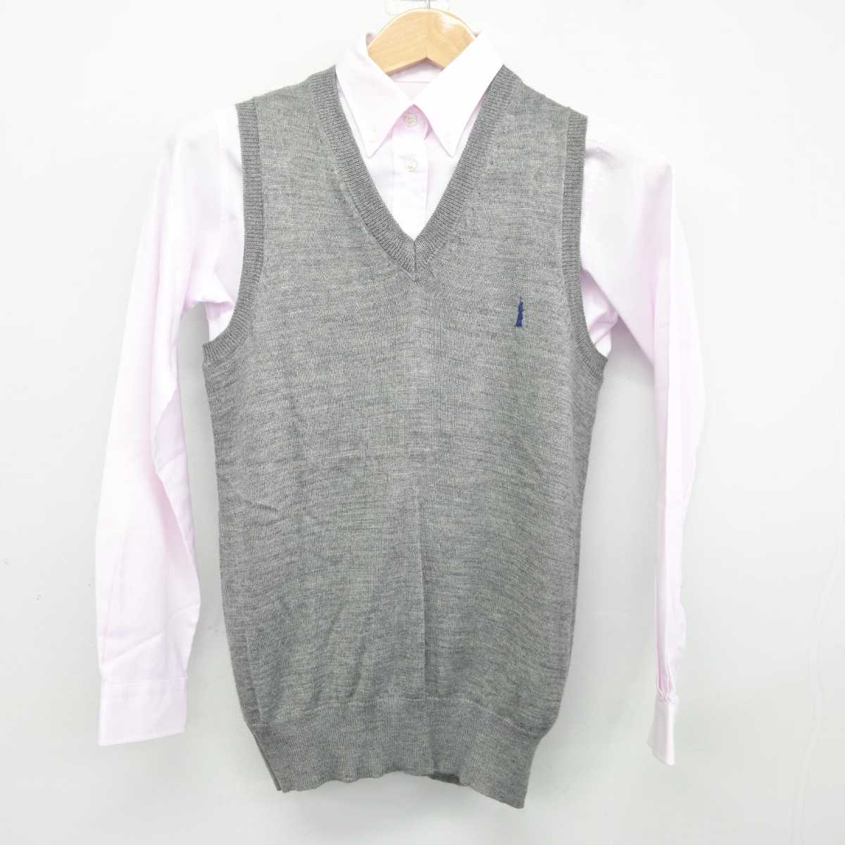 【中古】福岡県 福岡大学附属若葉高等学校 女子制服 2点 シャツ・ニットベスト Sf040830 中古制服通販パレイド
