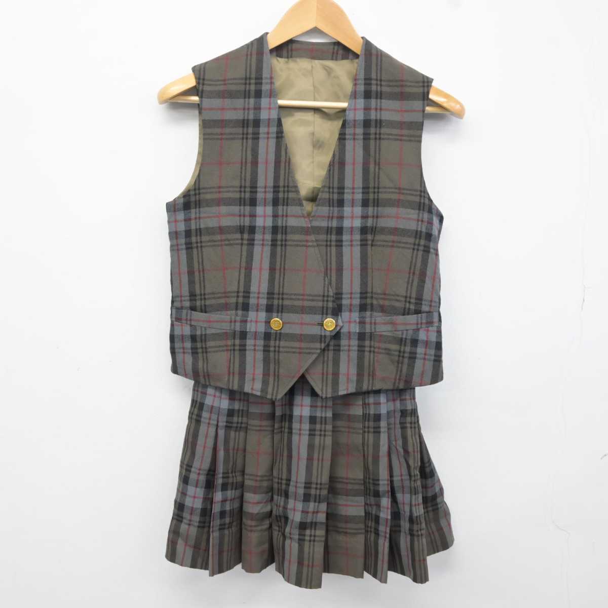 【中古】千葉県 千城台高等学校 女子制服 2点 ベスト・スカート Sf041379 中古制服通販パレイド