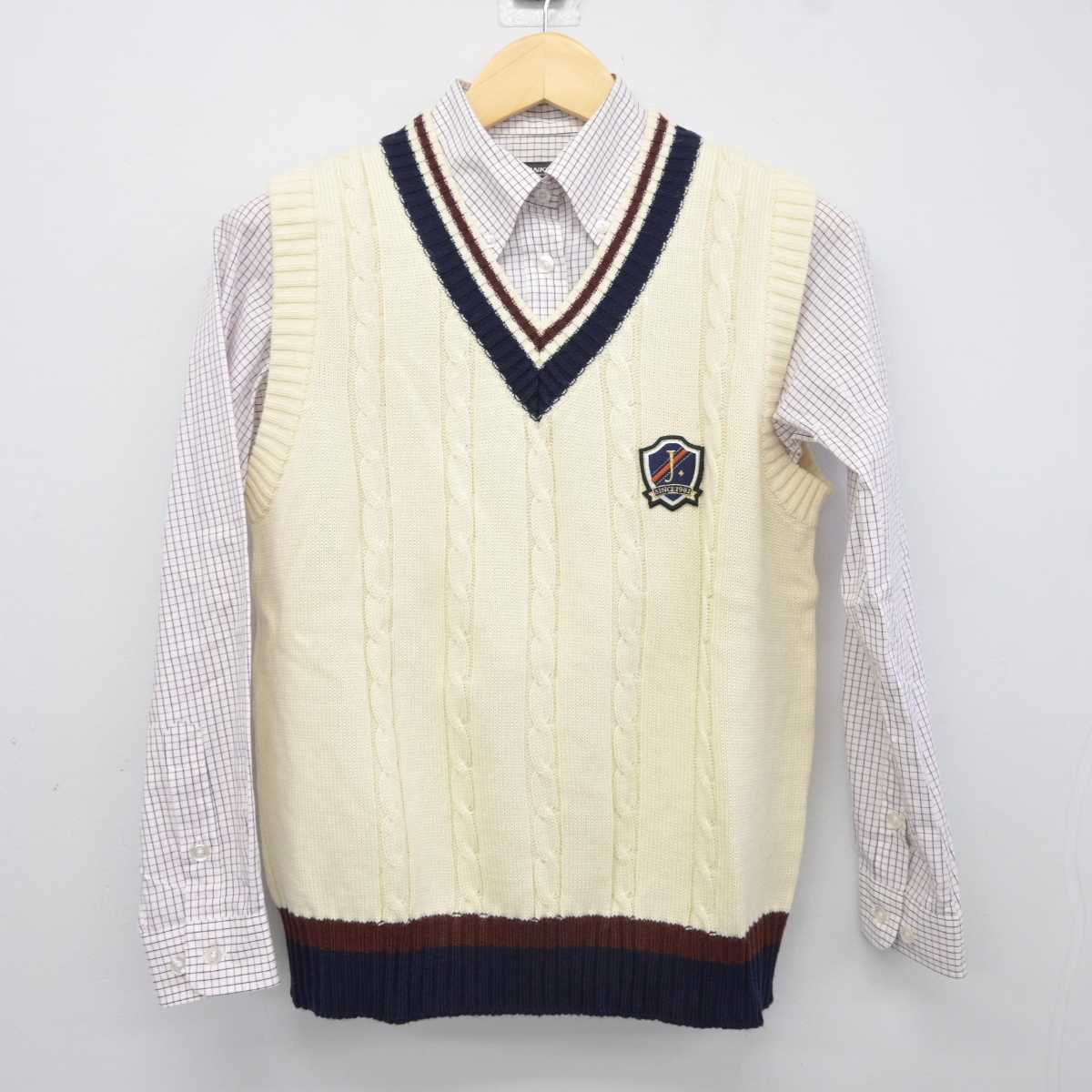 【中古】宮城県 仙台城南高等学校 女子制服 2点 シャツ・ニットベスト Sf043062 中古制服通販パレイド
