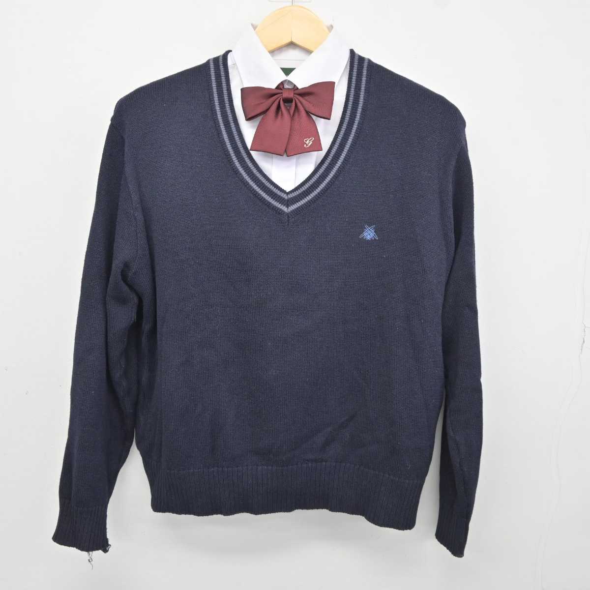 【中古】岡山県 岡山学芸館高等学校 女子制服 3点 シャツ・ニット Sf043817 中古制服通販パレイド