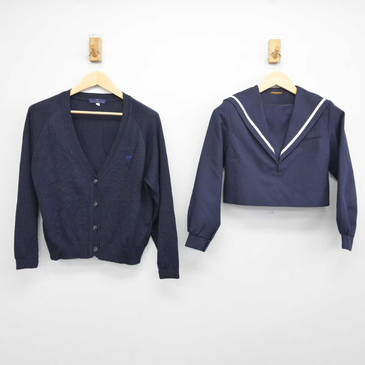 【中古】福岡県 福岡教育大学附属福岡中学校 女子制服 2点 ニット・セーラー服 Sf043901 中古制服通販パレイド