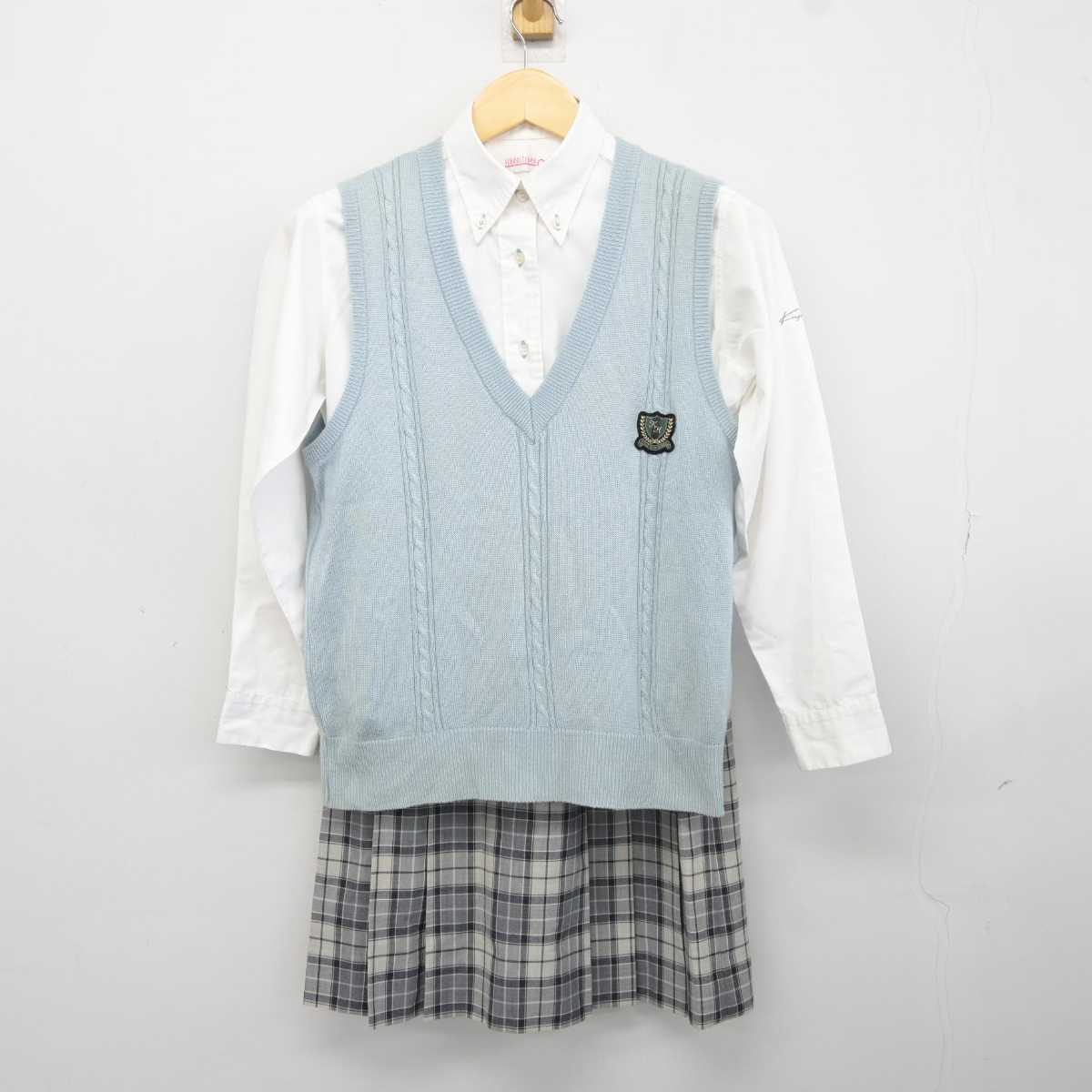 【中古】東京都 錦城高等学校 女子制服 3点 ニットベスト・シャツ・スカート Sf044011 中古制服通販パレイド