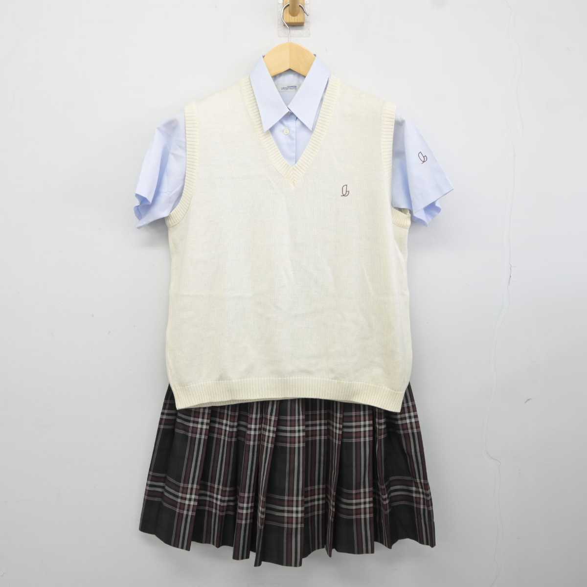 【中古】東京都 潤徳女子高等学校 女子制服 4点 ニットベスト・シャツ・スカート Sf044016 中古制服通販パレイド