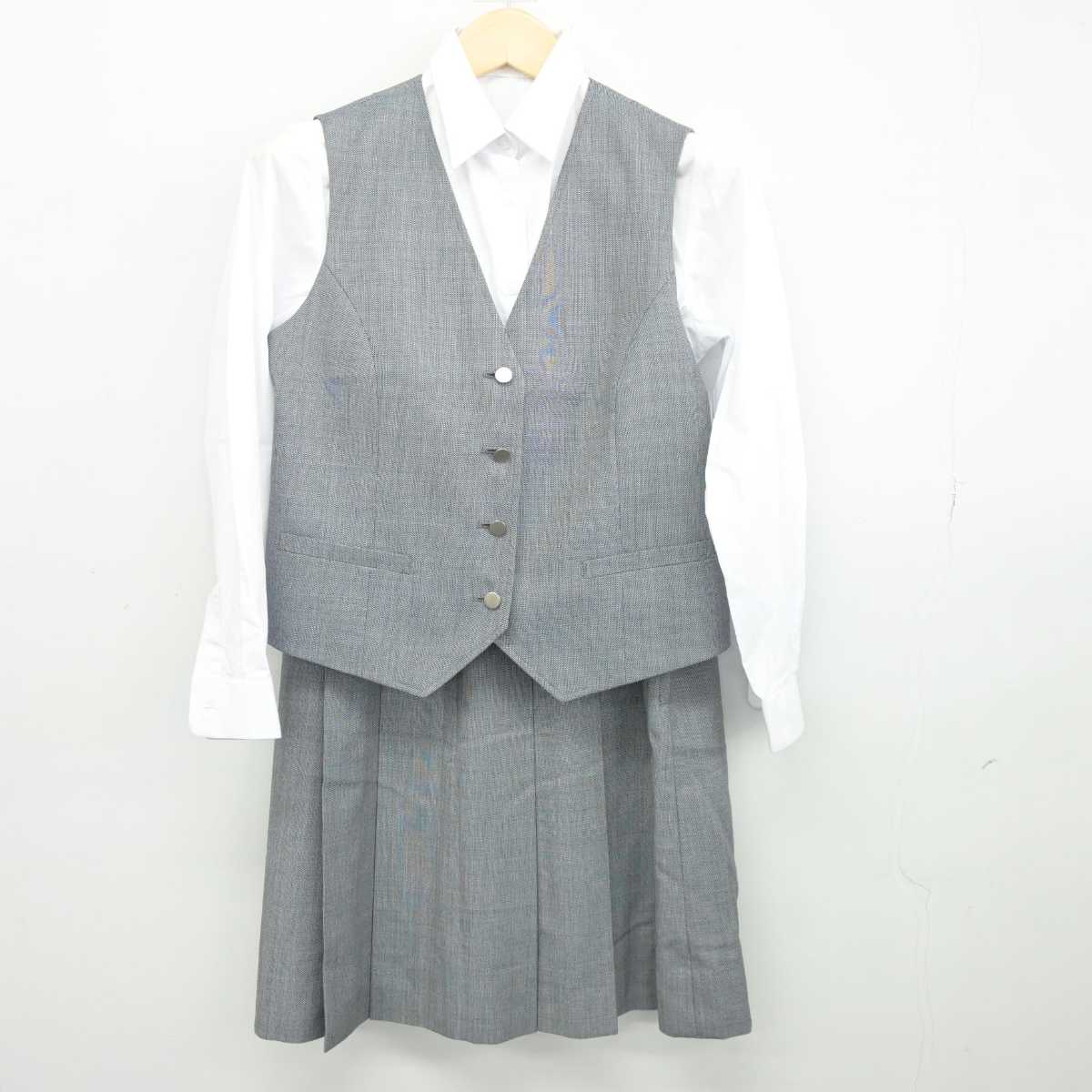 【中古】神奈川県 市ケ尾中学校 女子制服 3点 ベスト・シャツ・スカート Sf044995 中古制服通販パレイド