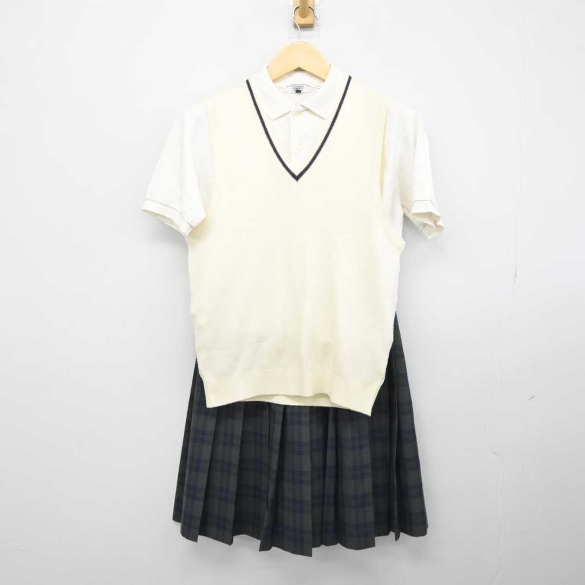 【中古】大阪府 高槻市立第九中学校 女子制服 3点 ニットベスト・その他アイテム・スカート Sf045292 中古制服通販パレイド