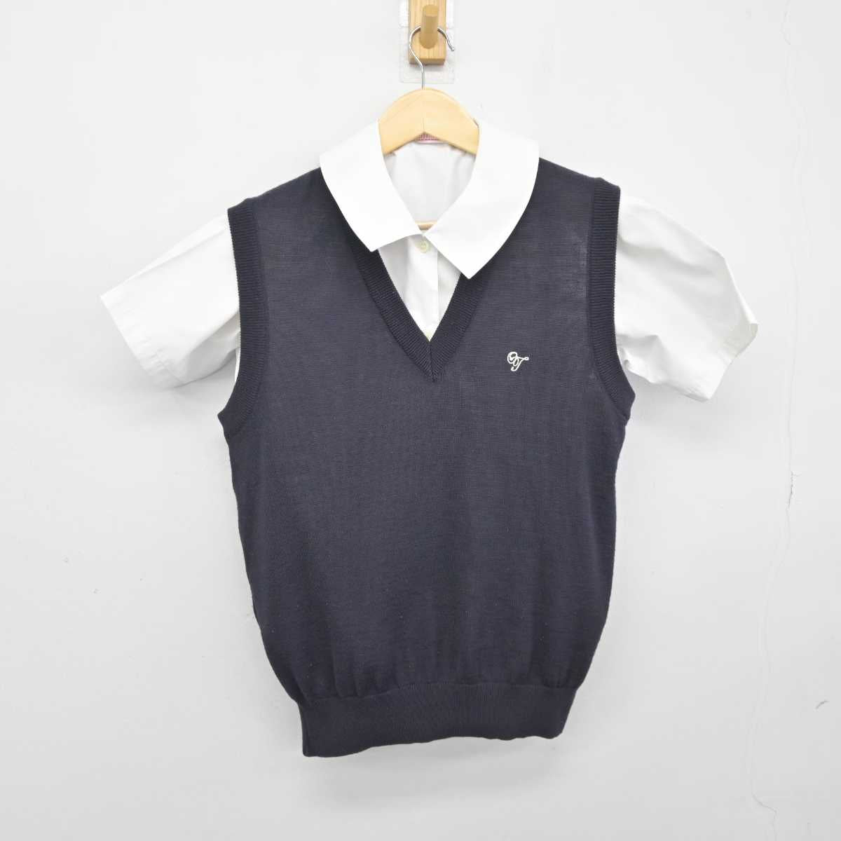 【中古】香川県 大手前高松高等学校 女子制服 2点 ニットベスト・シャツ Sf045319 中古制服通販パレイド