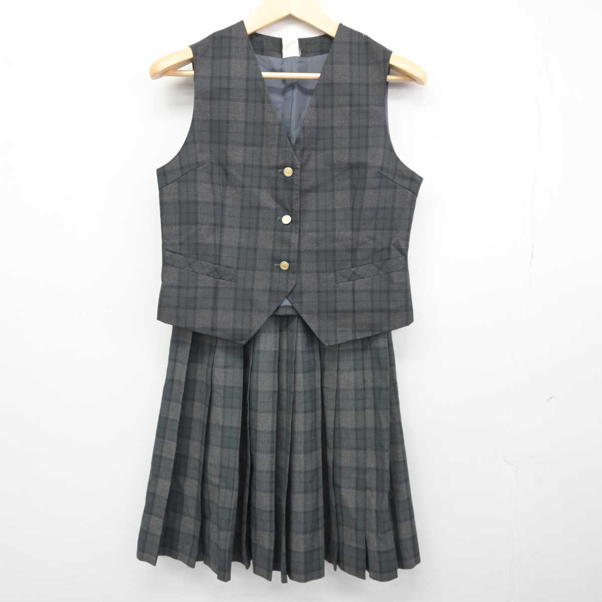 【中古】埼玉県 富士見市立西中学校 女子制服 2点 ベスト・スカート Sf045339 中古制服通販パレイド
