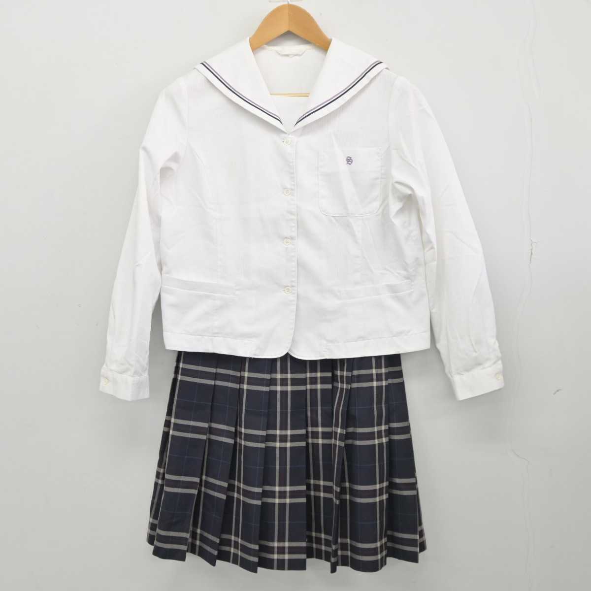 【中古】広島県 清水ヶ丘高等学校 女子制服 3点 シャツ・ニット・スカート Sf045541 中古制服通販パレイド