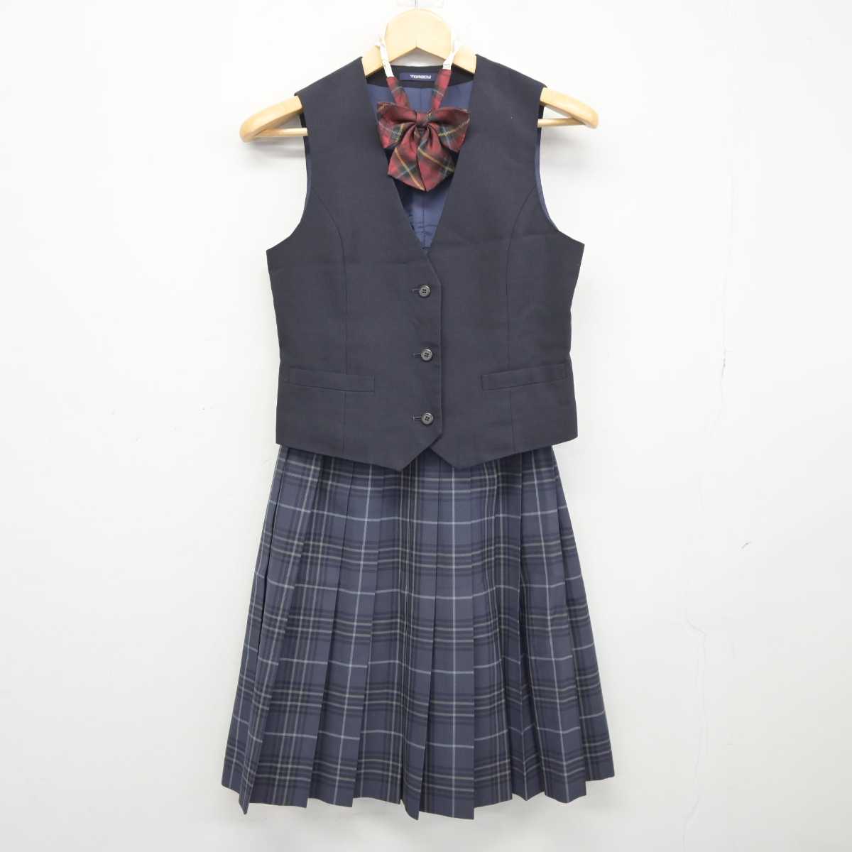 【中古】香川県 飯山高等学校 女子制服 3点 ベスト・スカート Sf045629 中古制服通販パレイド