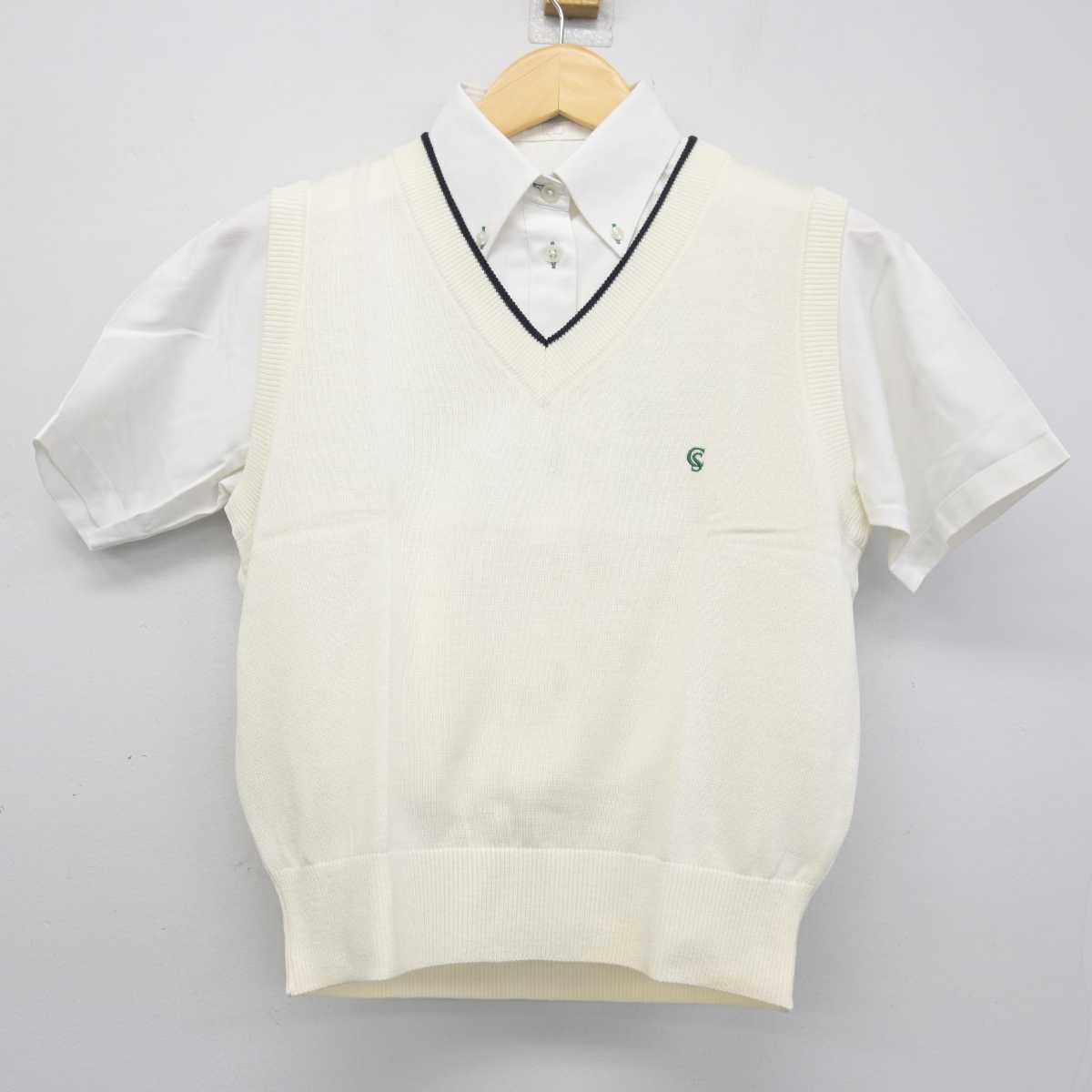 【中古】東京都 中央大学杉並高等学校 女子制服 2点 ニットベスト・シャツ Sf046533 中古制服通販パレイド
