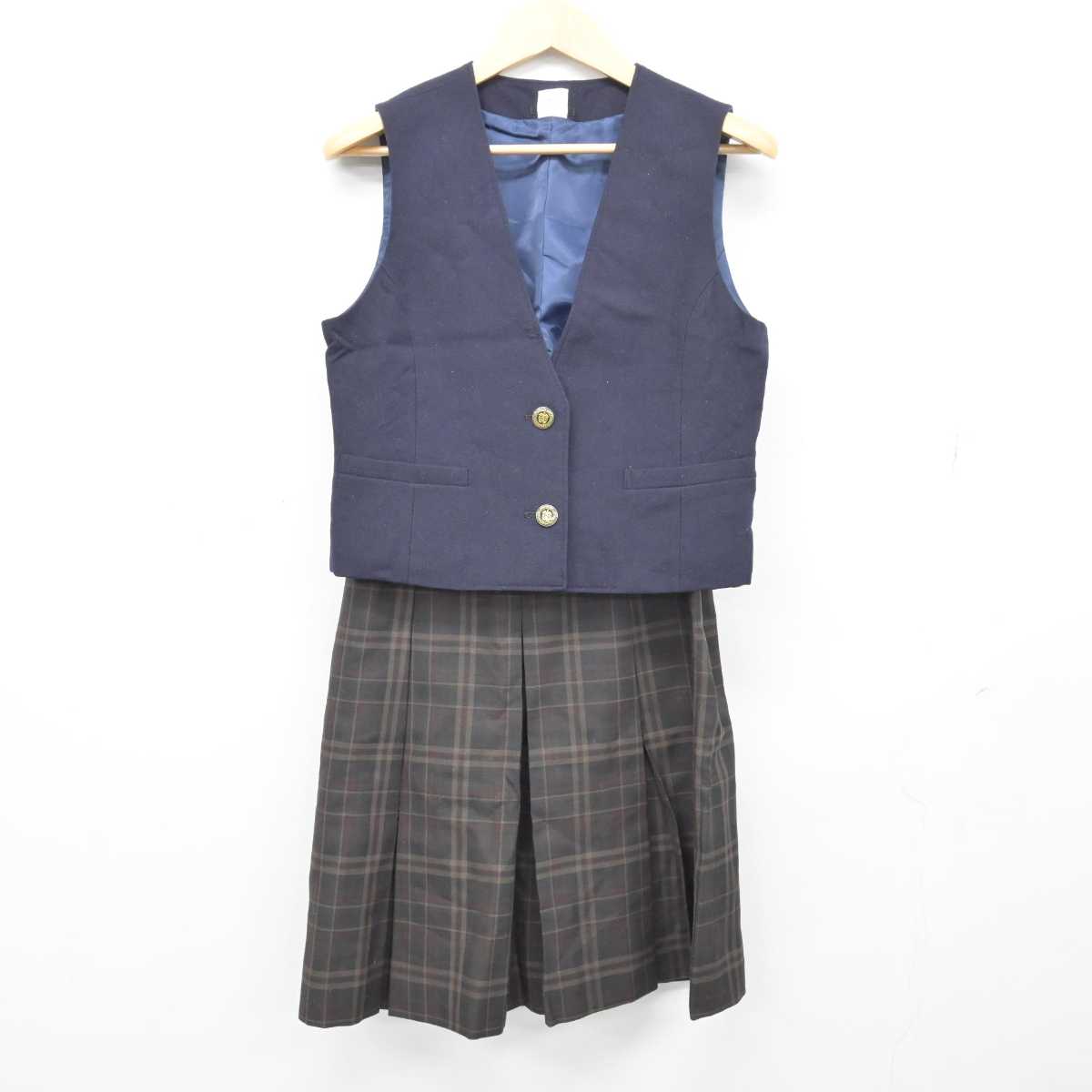 【中古】和歌山県 近畿大学附属和歌山高等学校中学校旧制服 女子制服 2点 ベスト・スカート Sf046659 中古制服通販パレイド