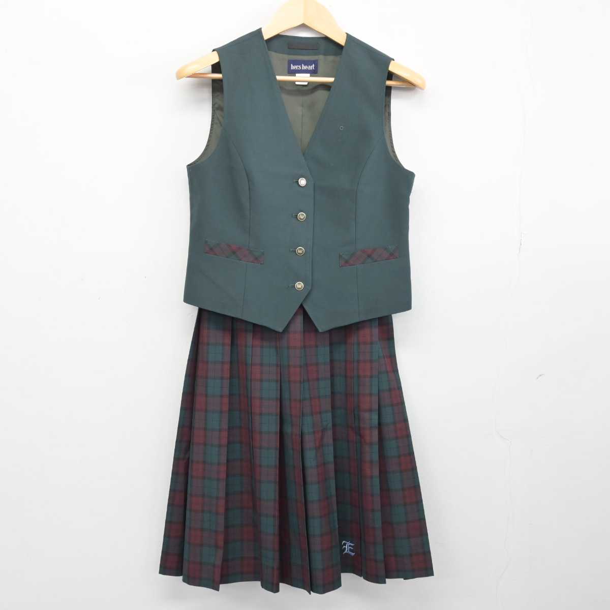 【中古】茨城県 江戸川学園取手中学校高等学校 女子制服 2点 ベスト・スカート Sf046752 中古制服通販パレイド