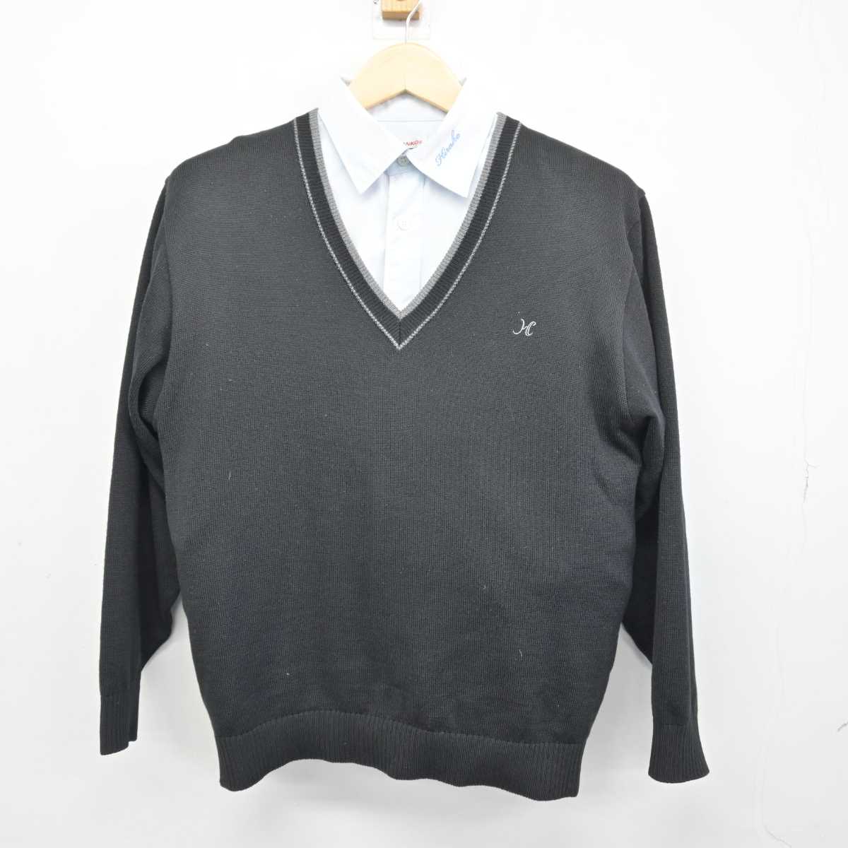 【中古】大阪府 枚方高等学校 男子制服 2点 ニット・シャツ Sf046850 中古制服通販パレイド