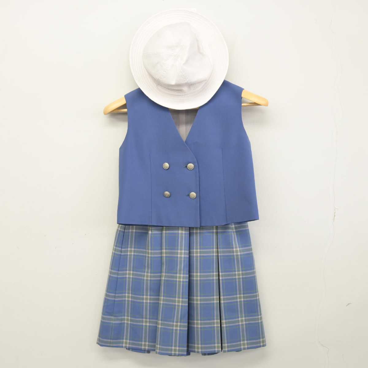 【中古】神奈川県 青山学院横浜英和小学校 女子制服 3点 ベスト・スカート Sf047723 中古制服通販パレイド