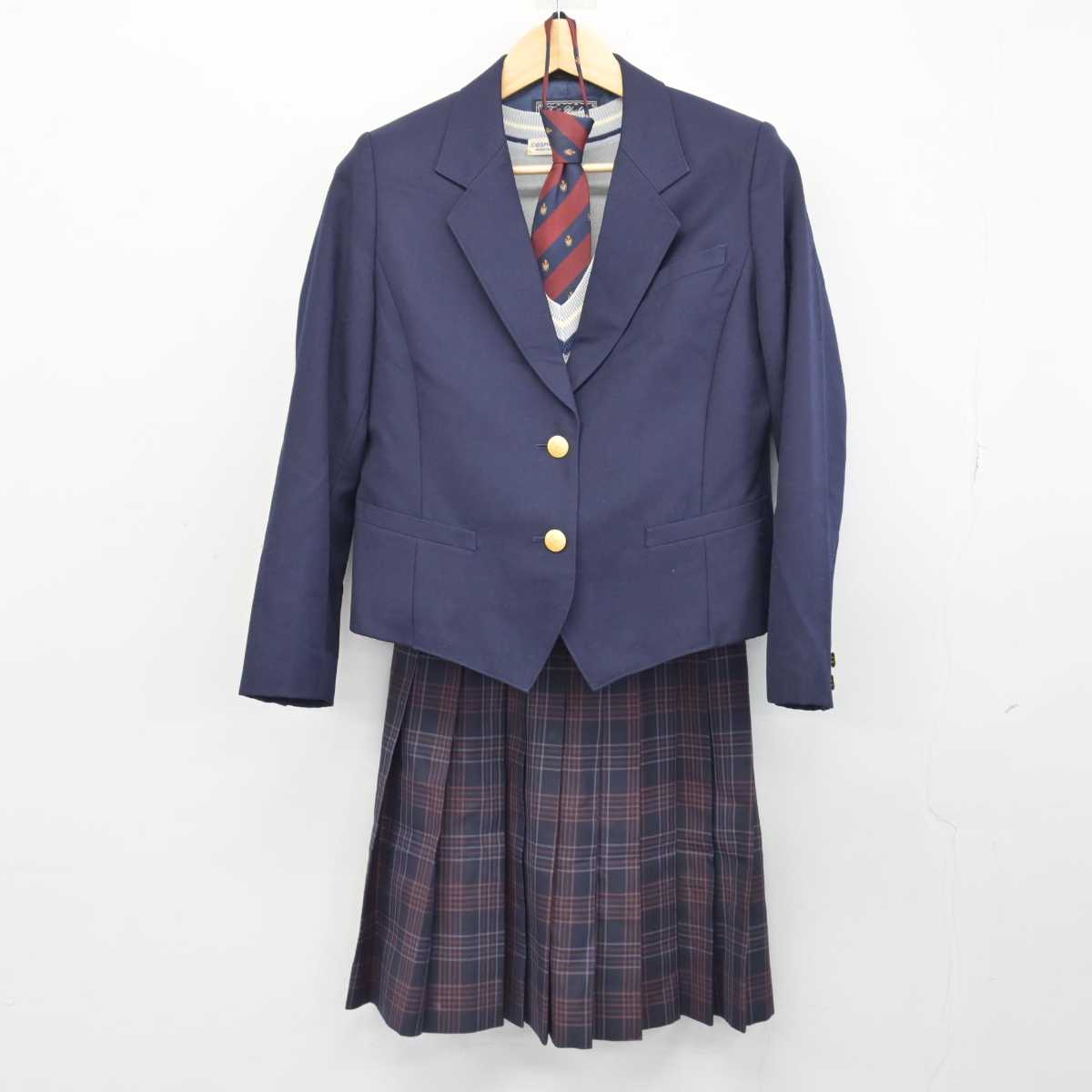 【中古】北海道 旭川西高等学校 女子制服 4点 ブレザー・ニットベスト・スカート Sf047725 中古制服通販パレイド
