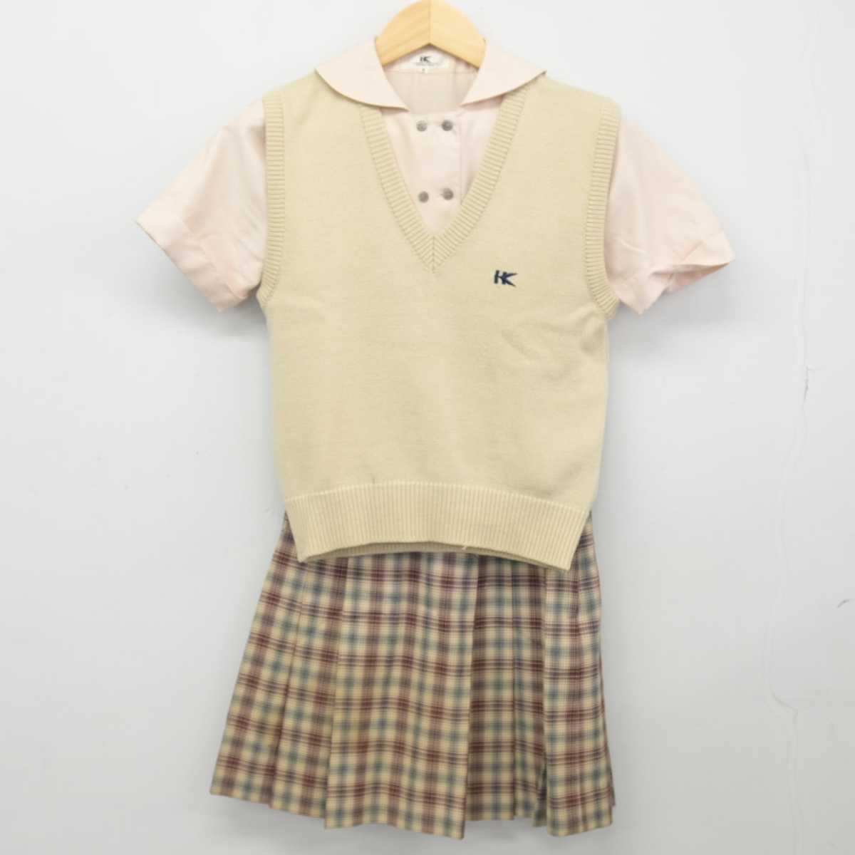【中古】福島県 郡山高等学校 女子制服 3点 ニットベスト・シャツ・スカート Sf047728 中古制服通販パレイド