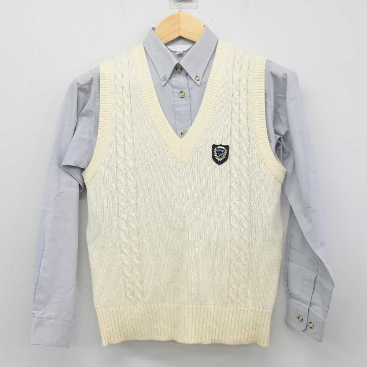 【中古】富山県 富山北部高等学校 女子制服 2点 ニットベスト・シャツ Sf047735 中古制服通販パレイド