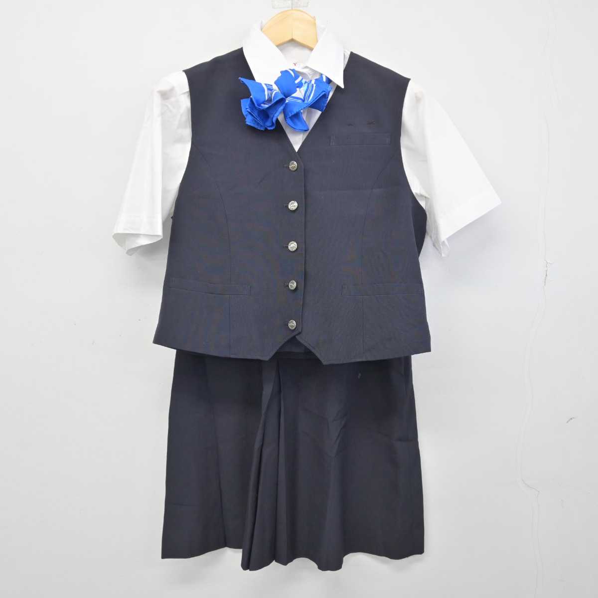 【中古】石川県 日本航空高等学校 女子制服 4点 ベスト・シャツ・スカート Sf047817 中古制服通販パレイド