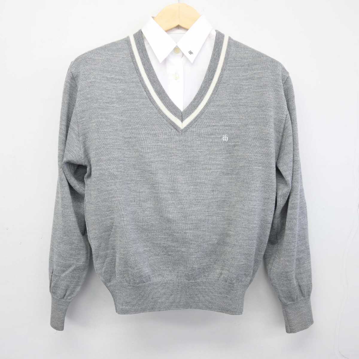 【中古】埼玉県 岩槻北陵高等学校 女子制服 2点 ニット・シャツ Sf047831 中古制服通販パレイド