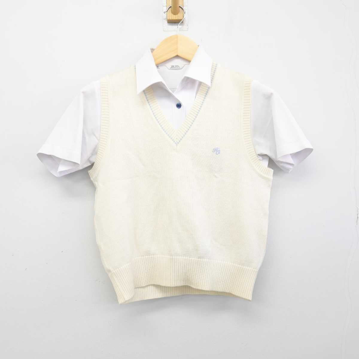 【中古】大阪府 東大谷高等学校 女子制服 3点 ニットベスト・シャツ Sf047871 中古制服通販パレイド