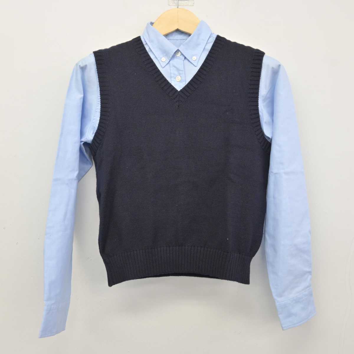 【中古】熊本県 玉名女子高等学校 女子制服 2点 ニットベスト・シャツ Sf048158 中古制服通販パレイド