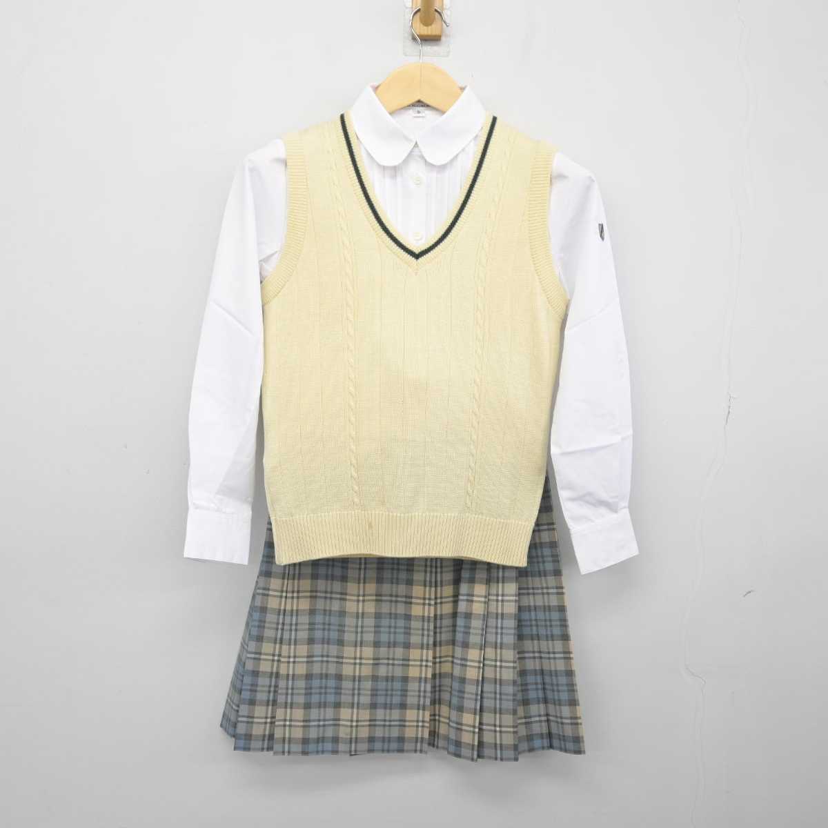 【中古】東京都 國學院高等学校 女子制服 3点 ニットベスト・シャツ・スカート Sf048455 中古制服通販パレイド