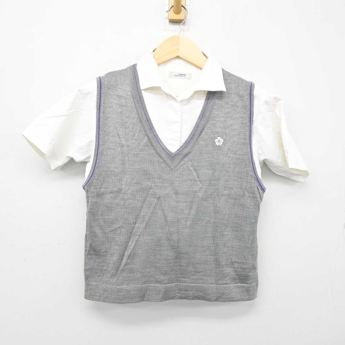 【中古】東京都 跡見学園中学校高等学校 女子制服 2点 ニットベスト・シャツ Sf048977 中古制服通販パレイド