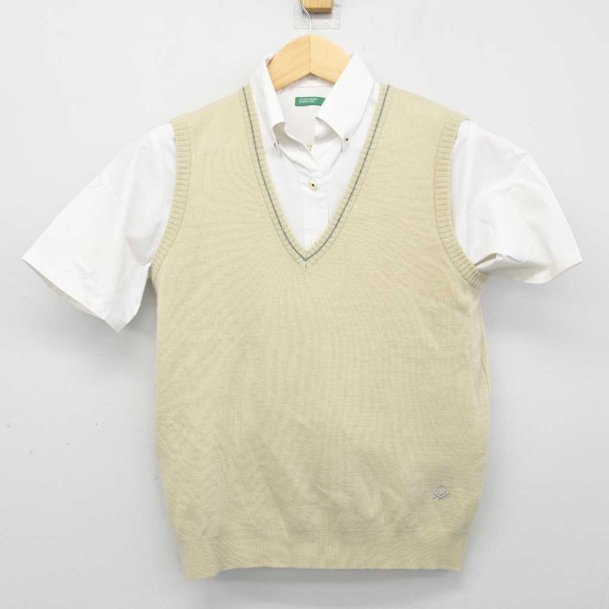 【中古】京都府 京都文教高等学校 女子制服 2点 ニットベスト・シャツ Sf049859 中古制服通販パレイド