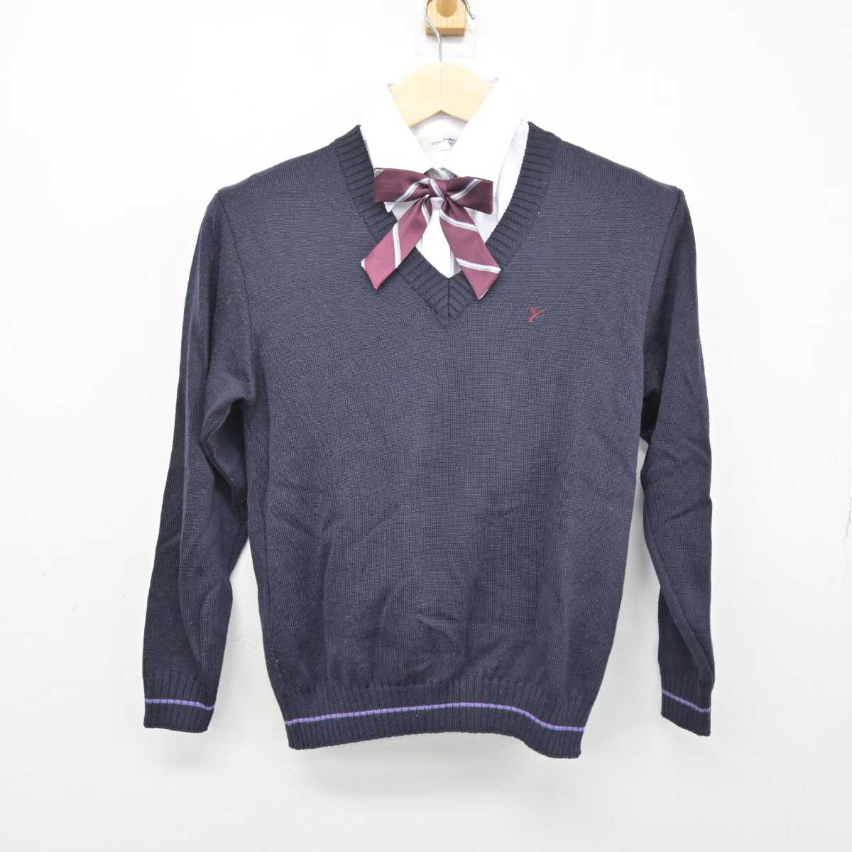 【中古】埼玉県 山村学園高等学校 女子制服 3点 ニット・シャツ Sf049918 中古制服通販パレイド