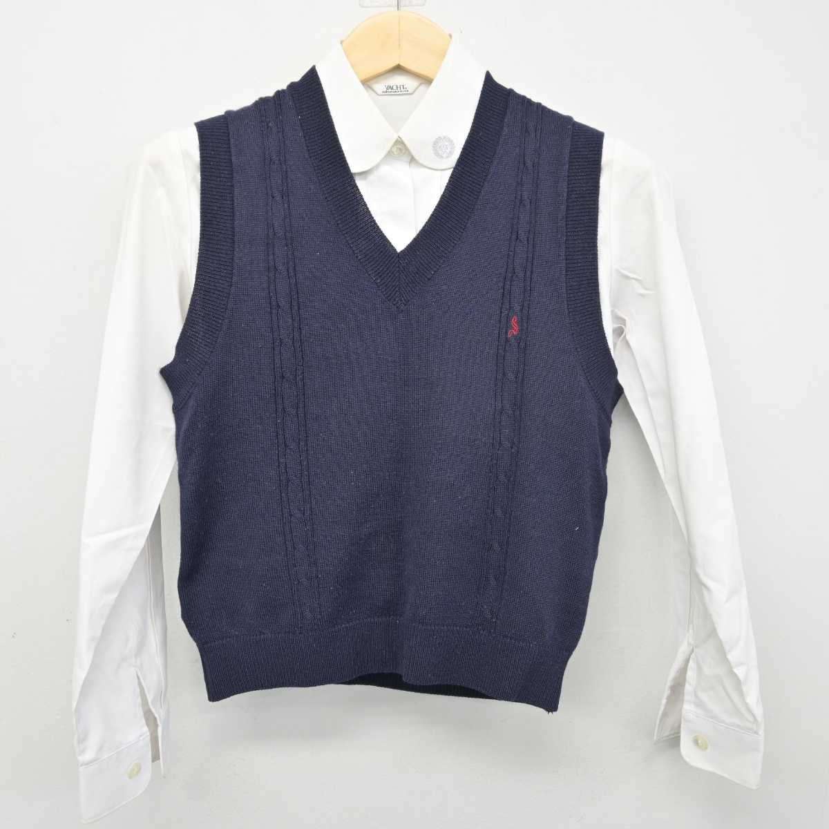 【中古】大阪府 相愛中学校旧制服 女子制服 2点 シャツ・ニットベスト Sf050356 中古制服通販パレイド