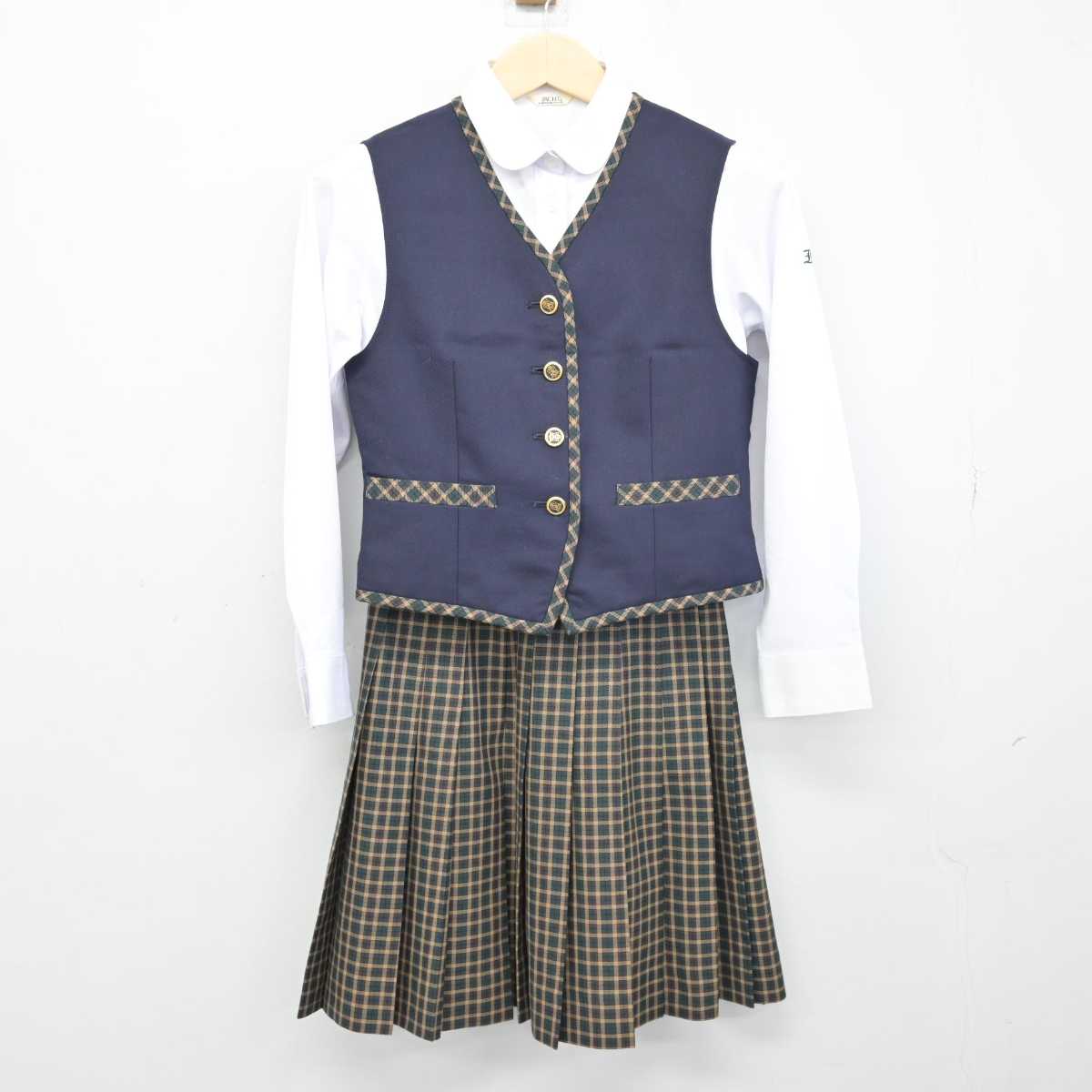 【中古】福島県 磐城第一高等学校 女子制服 3点 ベスト・シャツ・スカート Sf050520 中古制服通販パレイド