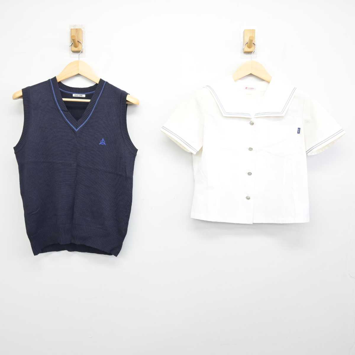 【中古】岐阜県 麗澤瑞浪高等学校 女子制服 2点 ニットベスト・セーラー服 Sf050703 中古制服通販パレイド