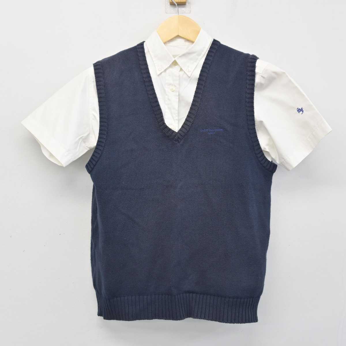 【中古】埼玉県 東京成徳大学深谷高等学校 女子制服 2点 ニットベスト・シャツ Sf051413 中古制服通販パレイド