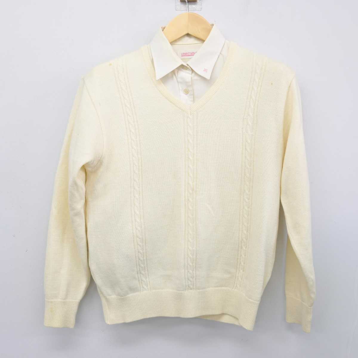 【中古】大阪府 浪速高等学校 女子制服 2点 ニット・シャツ Sf051921 中古制服通販パレイド