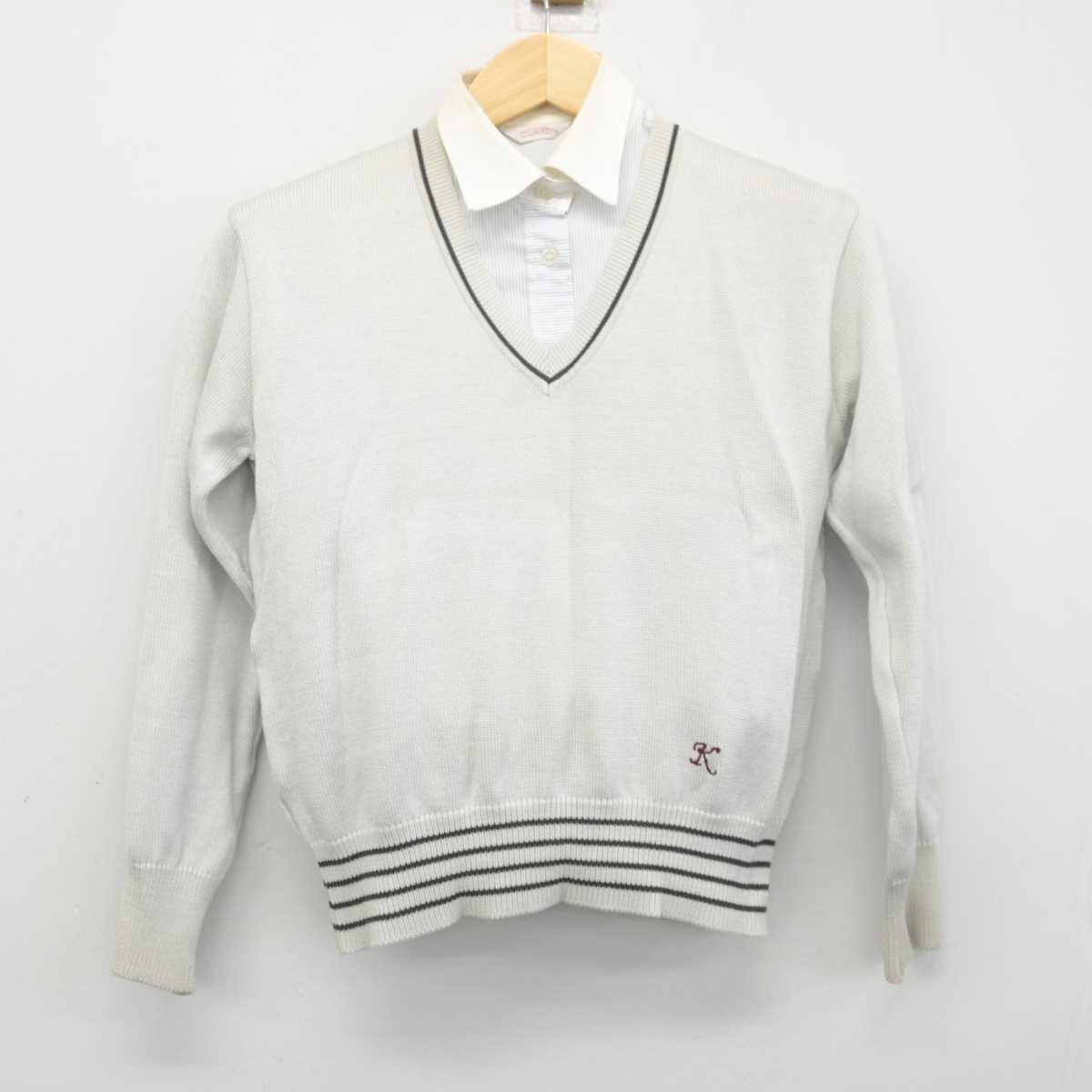 【中古】大阪府 関西福祉科学大学高等学校 女子制服 2点 ニット・シャツ Sf052071 中古制服通販パレイド