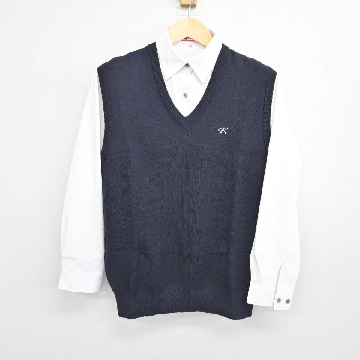 【中古】滋賀県 湖南農業高等学校 女子制服 2点 シャツ・ニットベスト Sf053026 中古制服通販パレイド