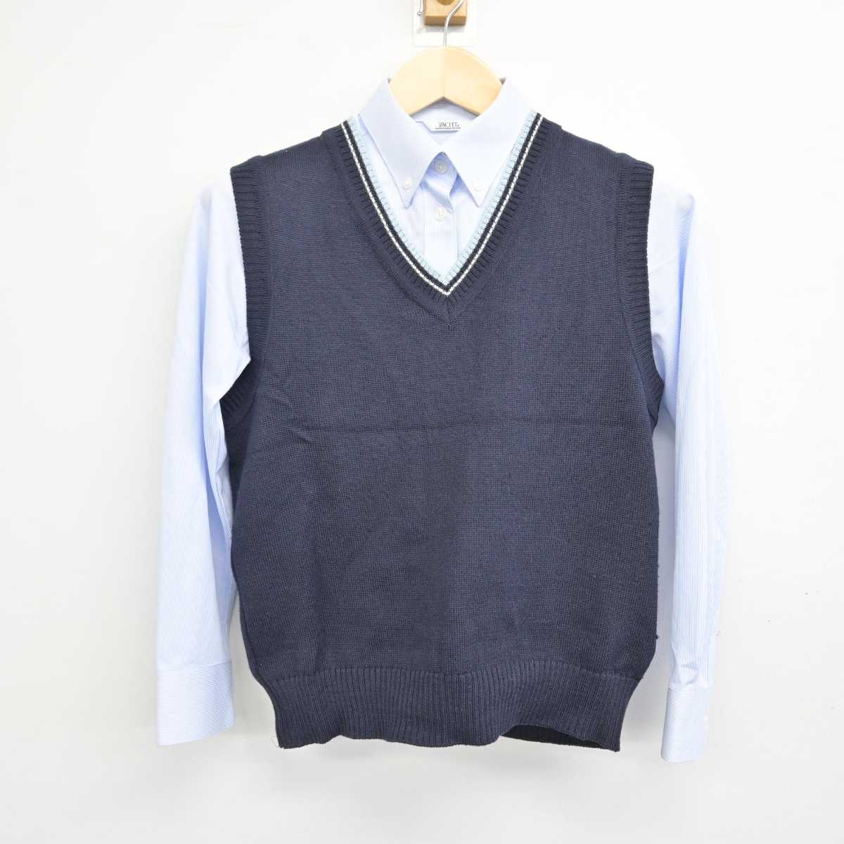 【中古】富山県 富山北部高等学校 女子制服 2点 シャツ・ニットベスト Sf053548 中古制服通販パレイド