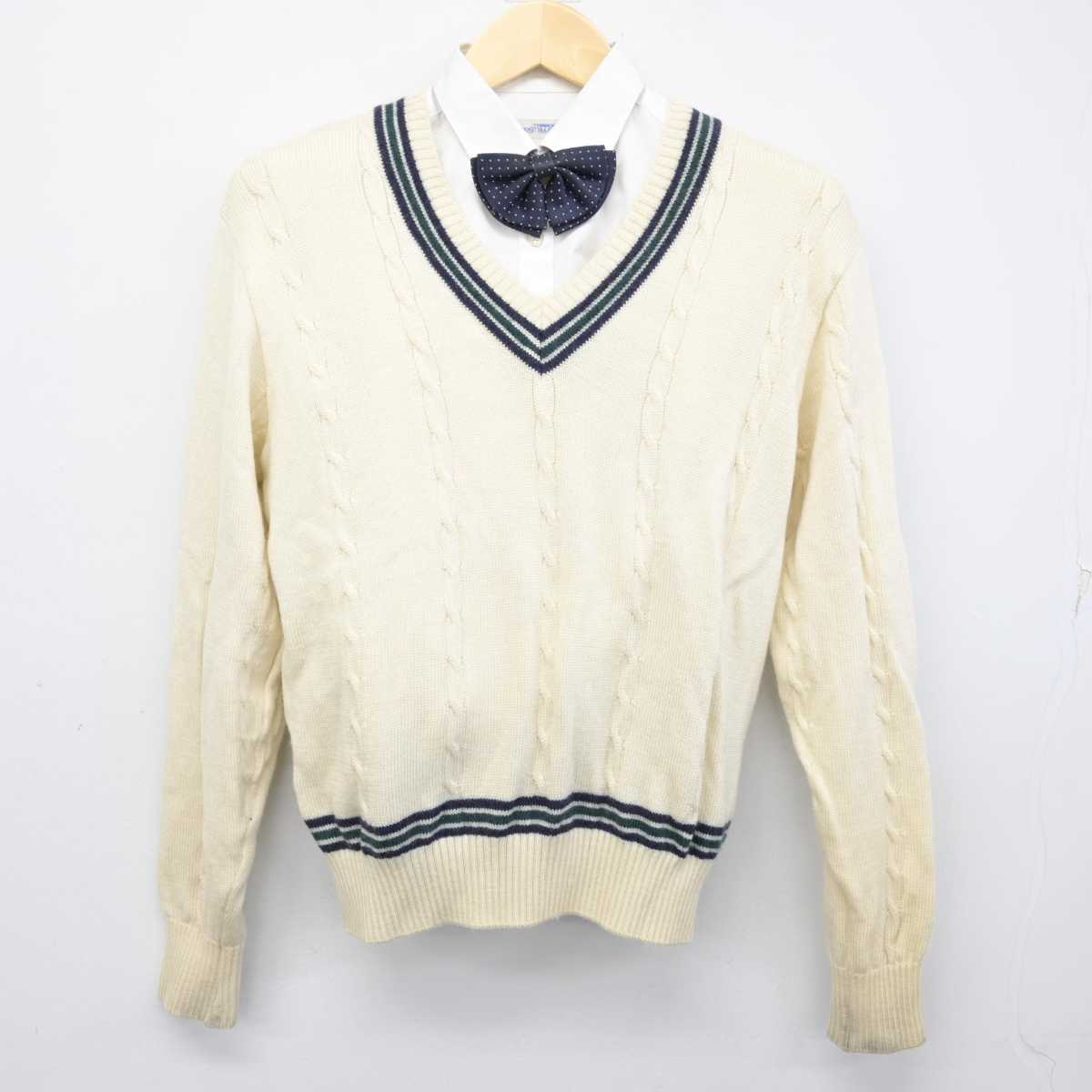 【中古】岡山県 岡山東商業高等学校 女子制服 3点 ニット・シャツ Sf053743 中古制服通販パレイド