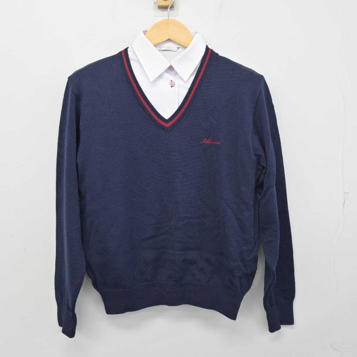 【中古】愛知県 名古屋経済大学市邨高等学校 女子制服 2点 ニット・シャツ Sf055269 中古制服通販パレイド