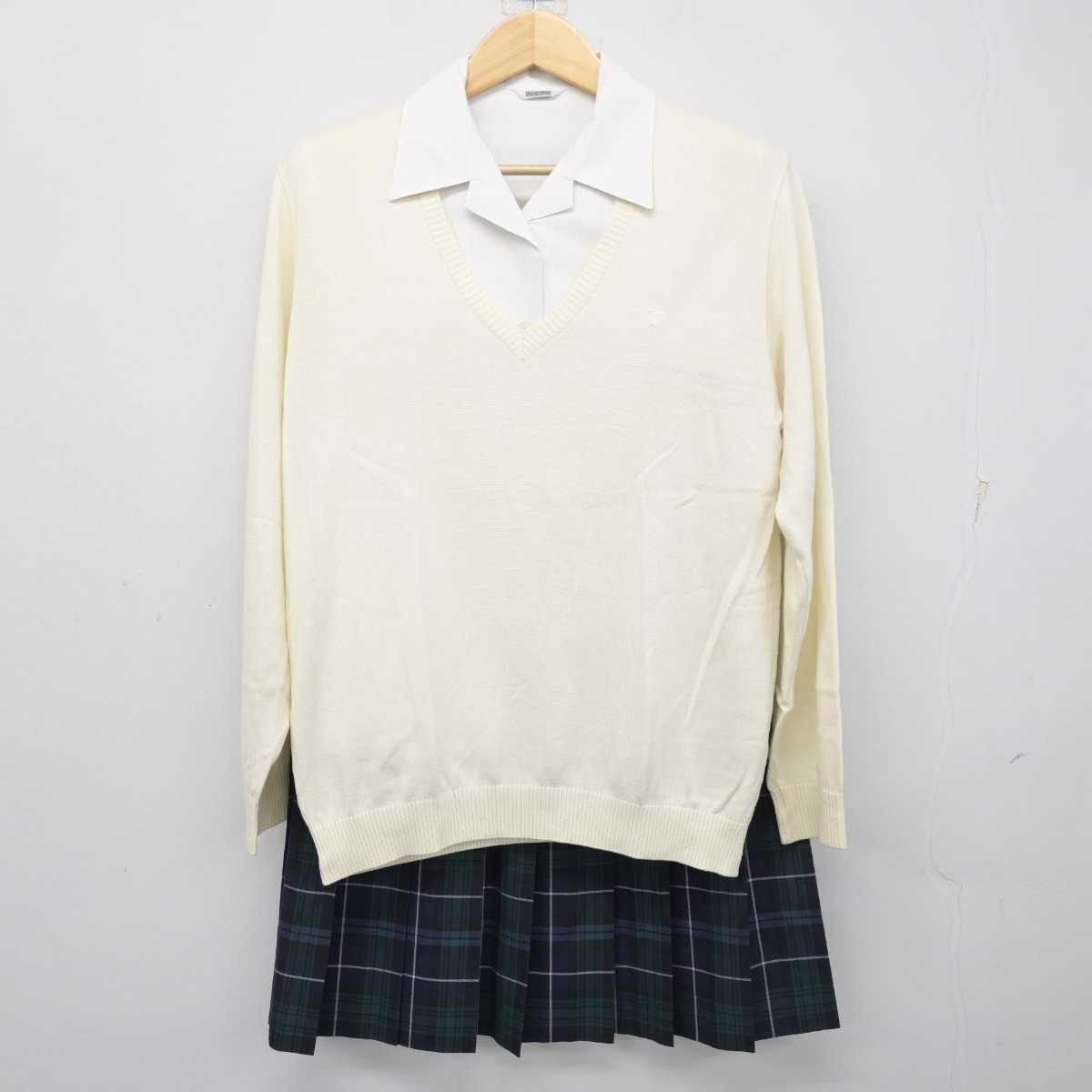 【中古】福岡県 第一薬科大学附属高等学校 女子制服 3点 ニット・シャツ・スカート Sf055995 中古制服通販パレイド