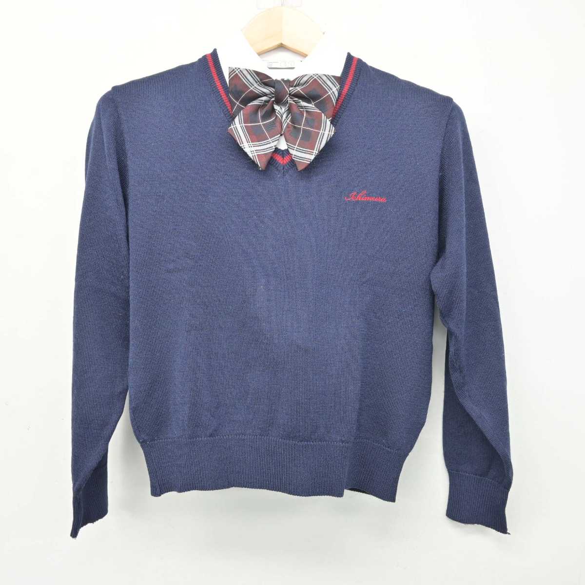 【中古】愛知県 名古屋経済大学市邨高等学校 女子制服 3点 ニット・シャツ Sf055999 中古制服通販パレイド