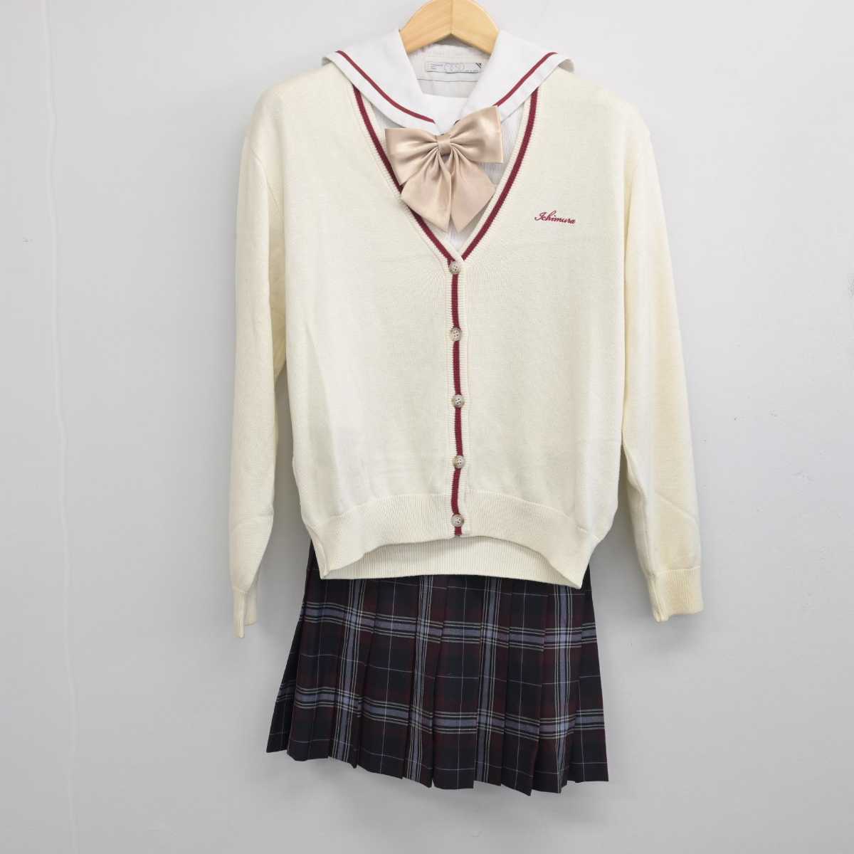 【中古】愛知県 名古屋経済大学市邨高等学校 女子制服 4点 ニット・セーラー服・スカート Sf056628 中古制服通販パレイド