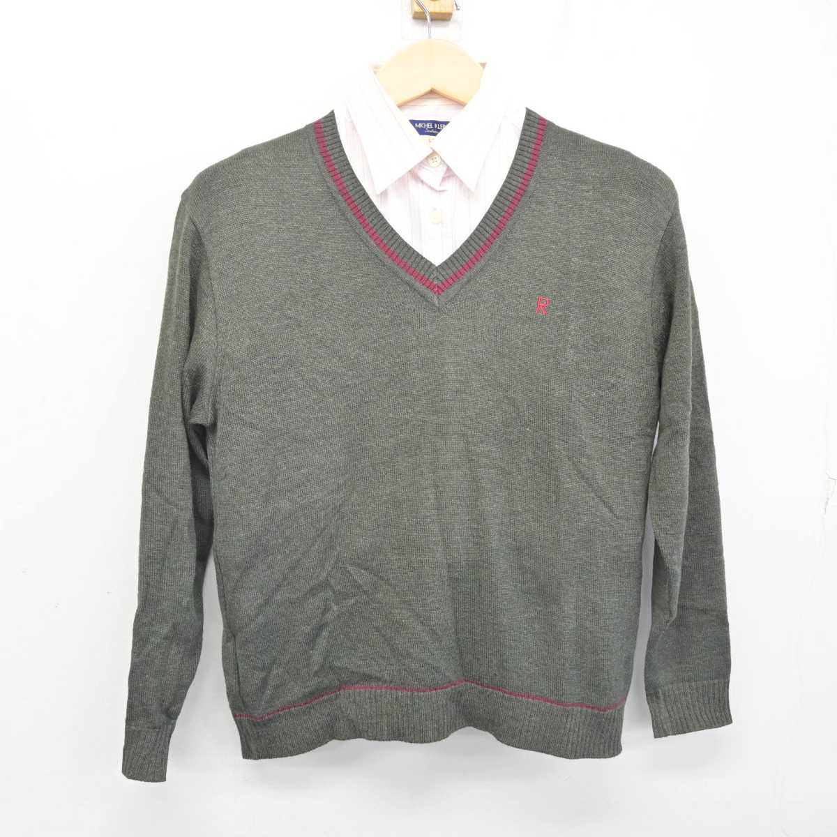 【中古】北海道 立命館慶祥中学校・高等学校 女子制服 2点 ニット・シャツ Sf056699 中古制服通販パレイド