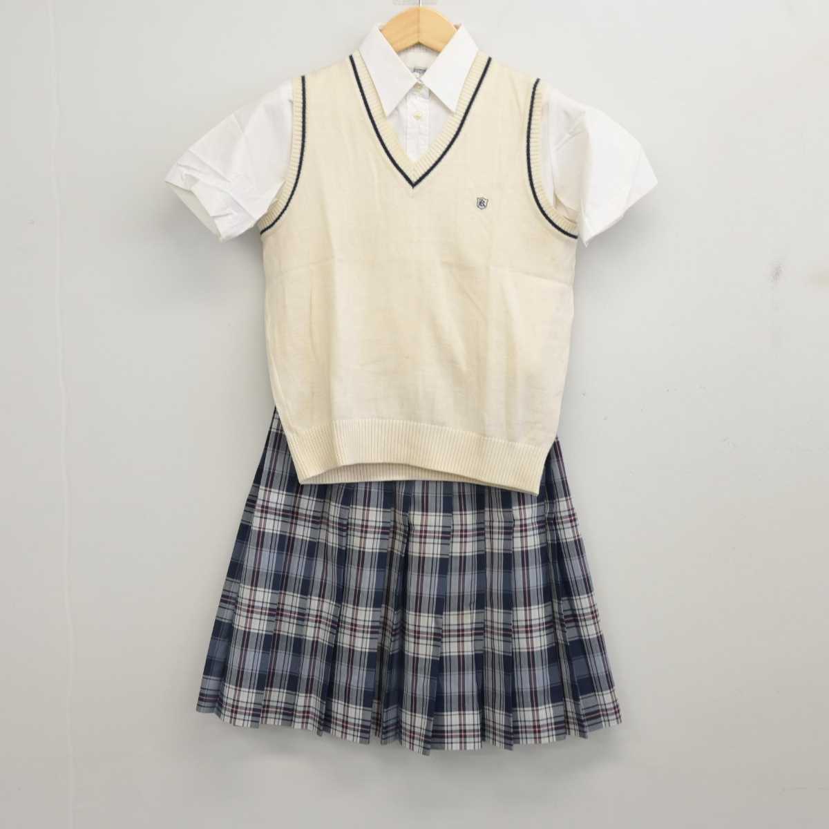 【中古】東京都 工学院大学附属中学校・高等学校 女子制服 3点 ニットベスト・シャツ・スカート Sf056822 中古制服通販パレイド