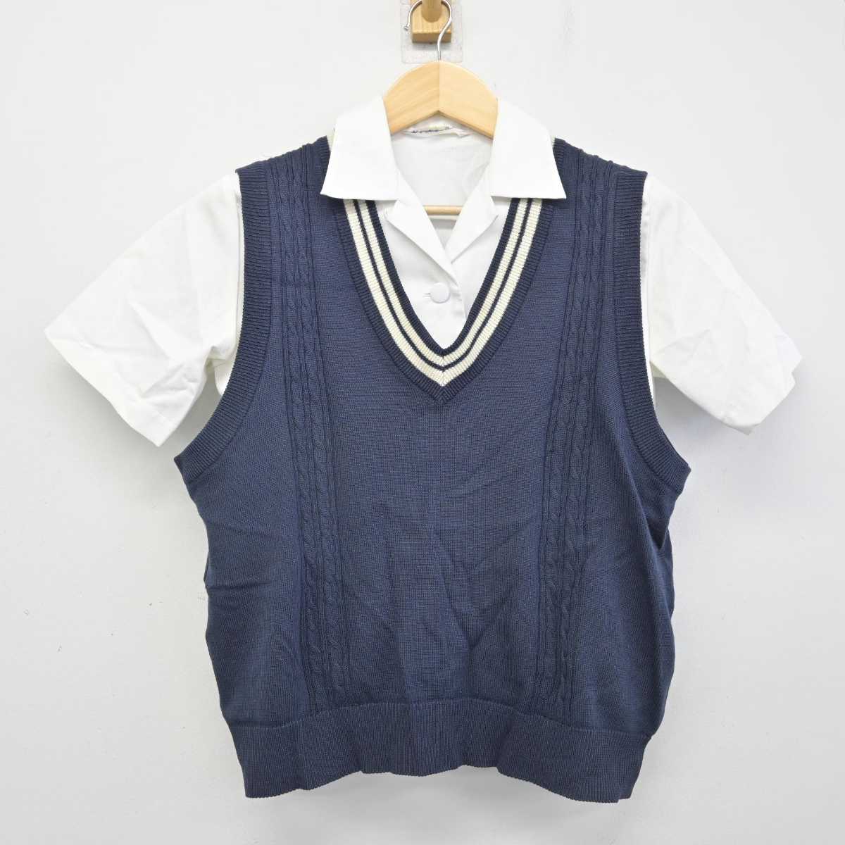 【中古】宮崎県 宮崎農業高等学校 女子制服 2点 シャツ・ニットベスト Sf056979 中古制服通販パレイド