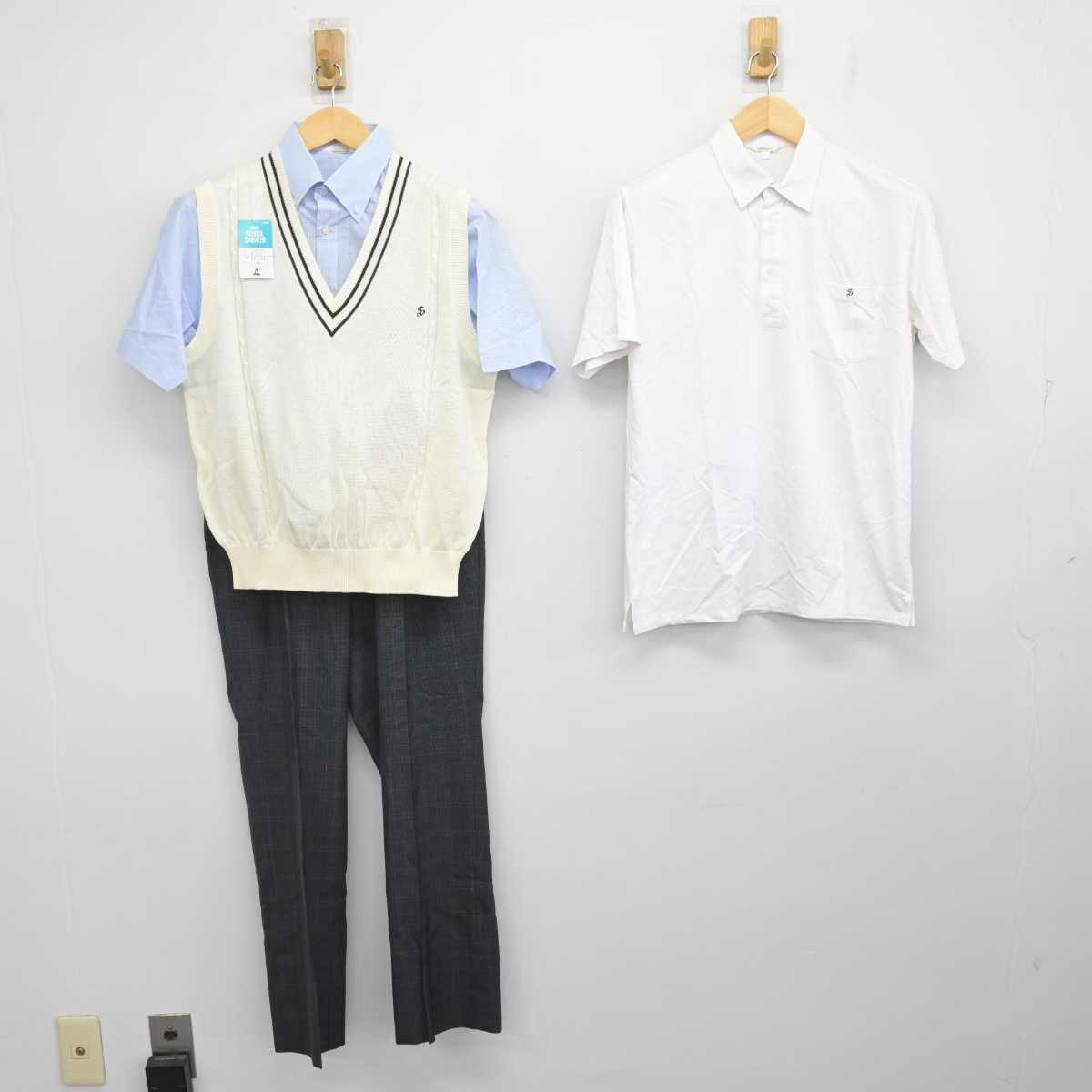 【中古】岩手県 盛岡誠桜高等学校 男子制服 4点 ニットベスト・シャツ・シャツ・ズボン Sf057225 中古制服通販パレイド