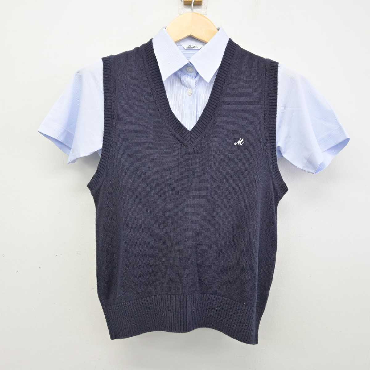 【中古】千葉県 千葉明徳高等学校 女子制服 2点 ニットベスト・シャツ Sf057782 中古制服通販パレイド